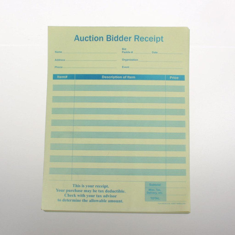 Silent Auction Receipts | Sales Slips | Kiefer Auction Supply