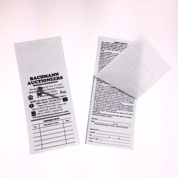 Auction Cards | Custom Card Printing | Kiefer Auction Supply