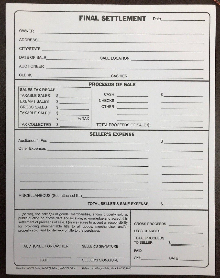 Final Statement Form - Stock or Custom (1, 2 or 3-Part)