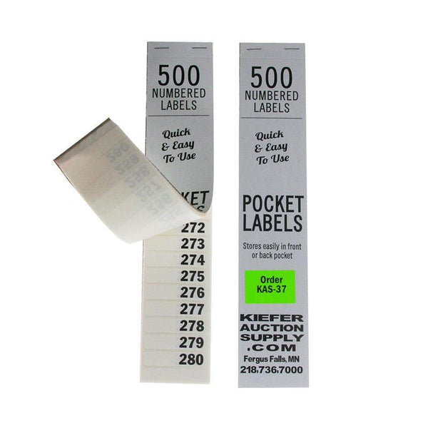 Pre-Numbered Labels | Lot Labels | Kiefer Auction Supply