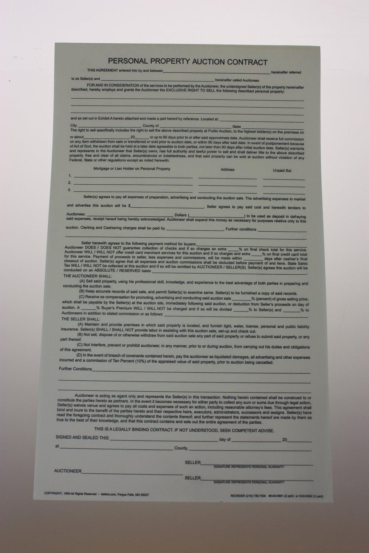 Auctioneer Forms (Contracts & Listings)*