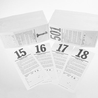 Bid Cards - Stock (Numbered)*