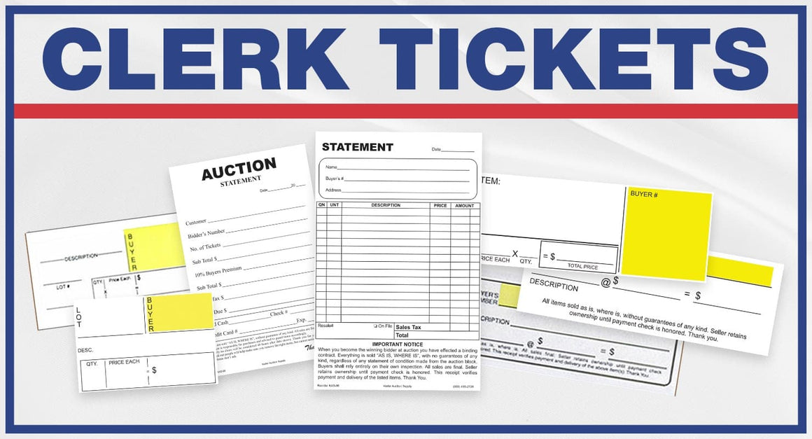 Auction Supplies Clerking Tickets